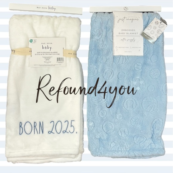 Rae Dunn | Bedding | Rae Dunn Bornsports Lt Blue Bundle Baby Blankets 2 ...